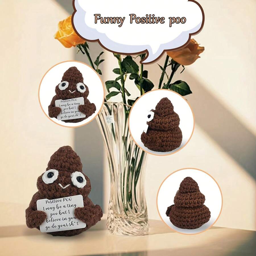 Funny Positive Poo, Cute Crochet Potato Partner Toy With Positive Card ...