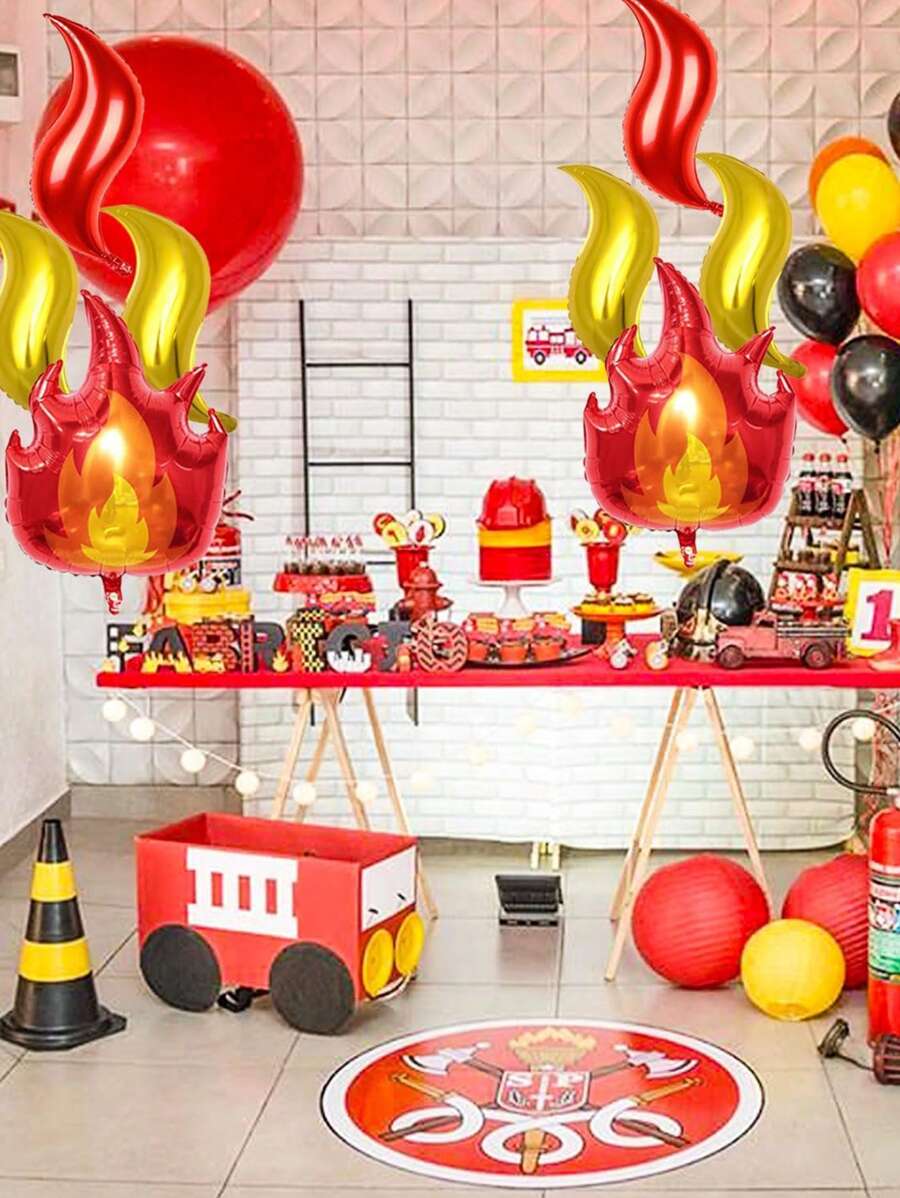 12 Pcs Fire Balloons And Flame Balloons Aluminum Foil Fire Decorations ...