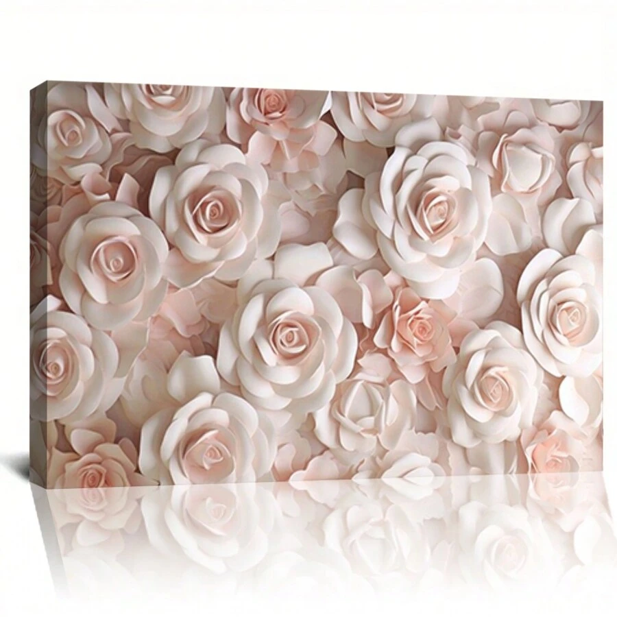 Pink Rose Wall Art, Beautiful Romantic Style, Ideal For Living Room And ...