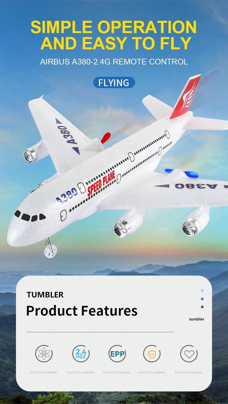 Airbus A380 RC Airplane 2.4G Fixed Wing Remote Control Aircraft Outdoor ...