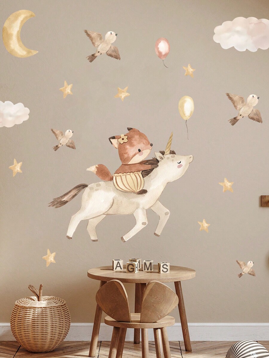 Cartoon Animals Dinosaur Tiger Unicorn Wall Stickers Home Background ...