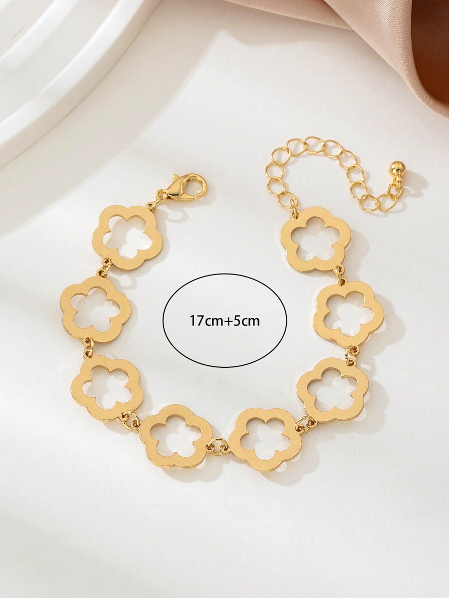 1pc Metallic Vintage Style Lucky Four Leaf Clover Bracelet, Wedding ...