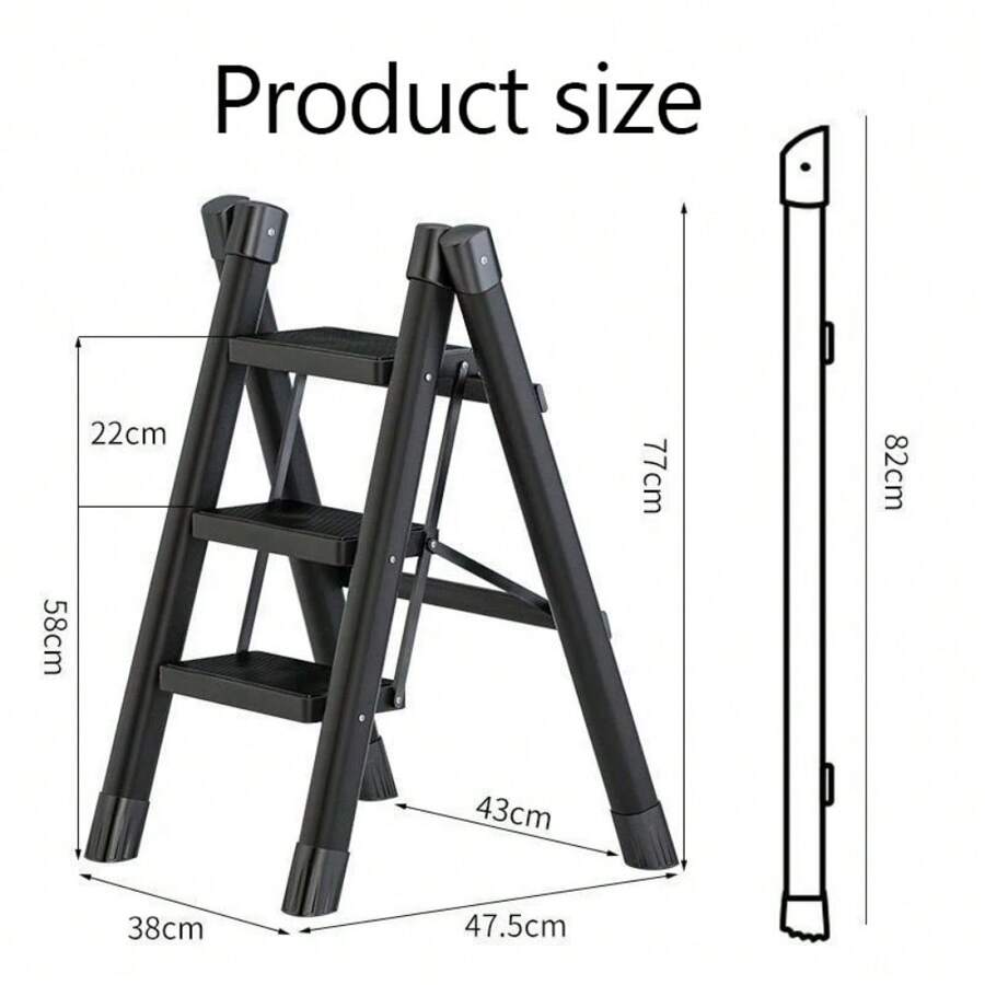 Ladders Folding Ladder For Home 3 Step Carbon Steel Foldable Stair ...