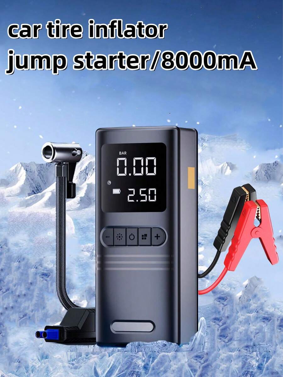 1 Tire Inflator Portable Air Compressor ,Air Pump With Car Battery Jump ...