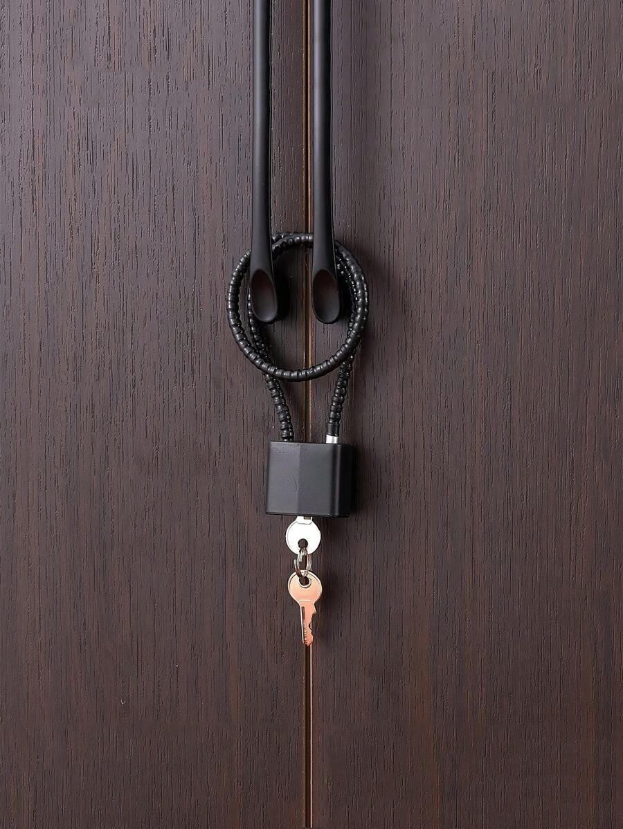 1/2Pcs Steel Cable Rope Lock, Cabinet Handle Padlock, 15 Inch Cable ...