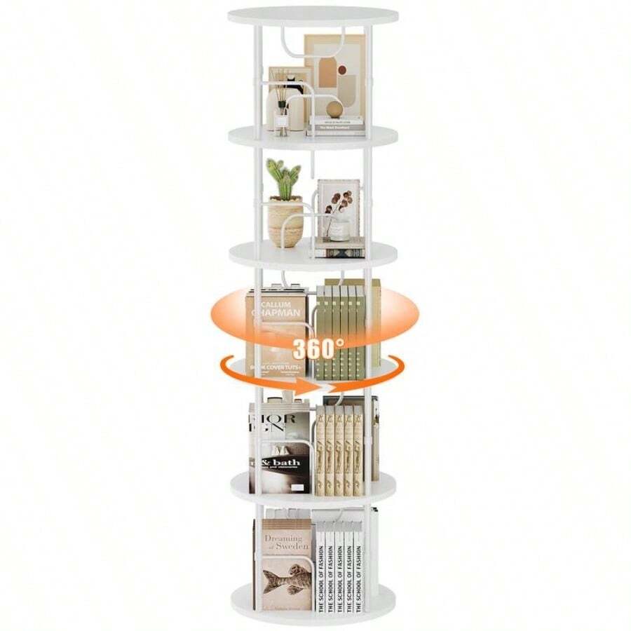 Flycity Rotating Bookshelf,3 Tier -5 Tier Spinning Bookshelf Tower,360 ...