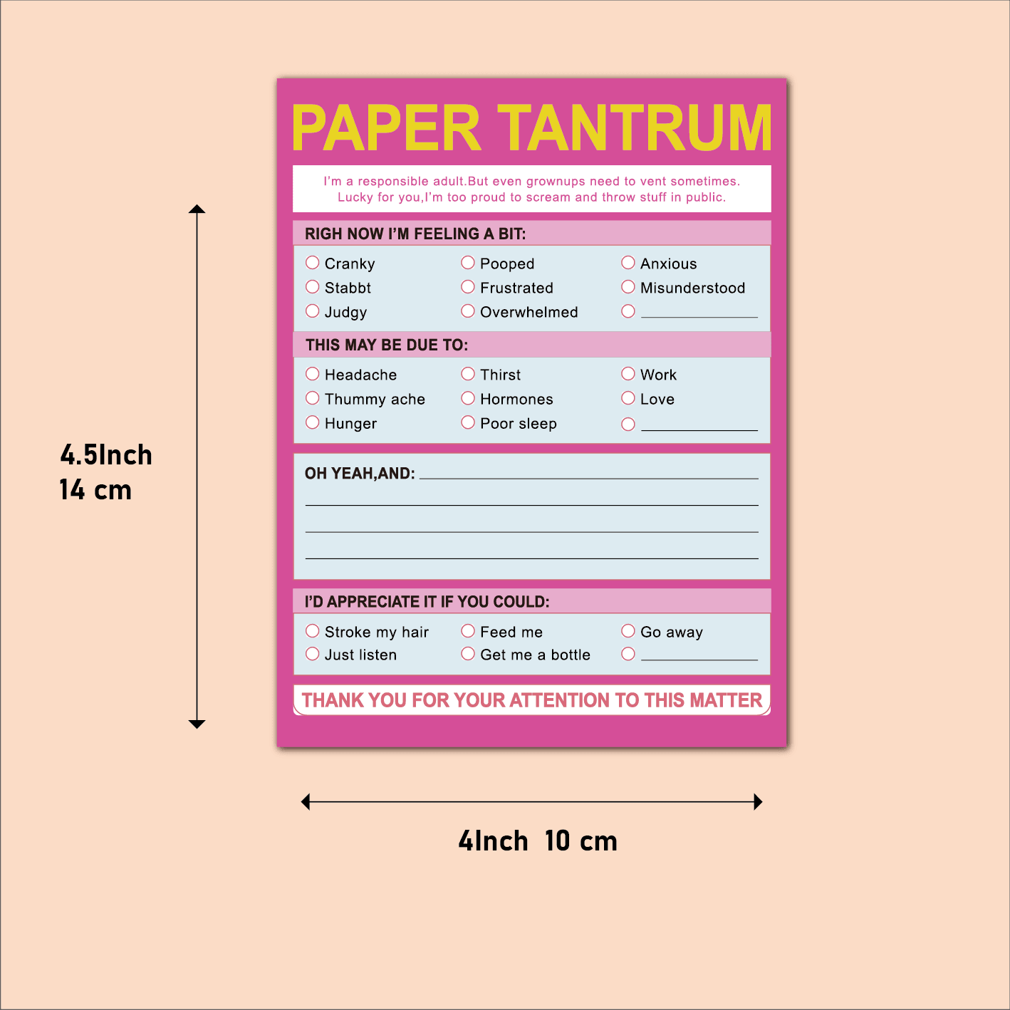 52 Sheets Paper Tantrum Notepad Set - Stress Relief, One Page At A Time ...
