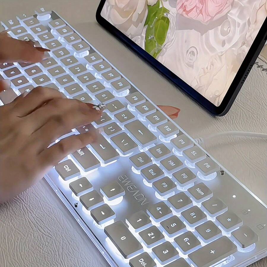 Teclado para jogos EWEADN com fio e retroiluminação LED, teclado de ...