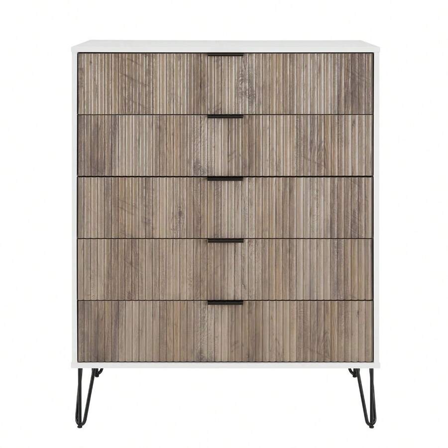 Manhattan Comfort DUMBO Modern 5-Drawer Tall Dresser Soft Close Drawers ...
