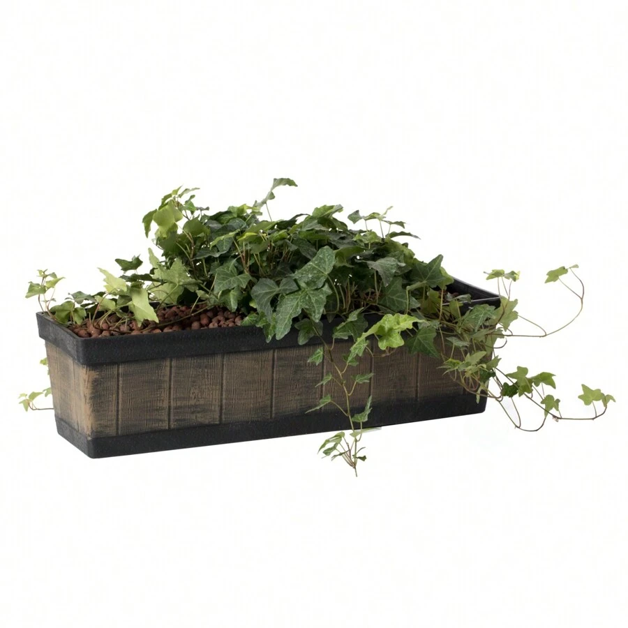 Gardenised Outdoor Indoor Rectangle Planter Box Brown Plastic 24" 18.5 ...