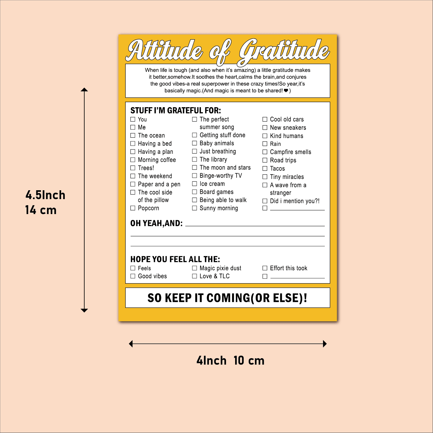 Attitude Of Gratitude Nifty Note Pad, Gratitude Checklist Memo Notepad ...