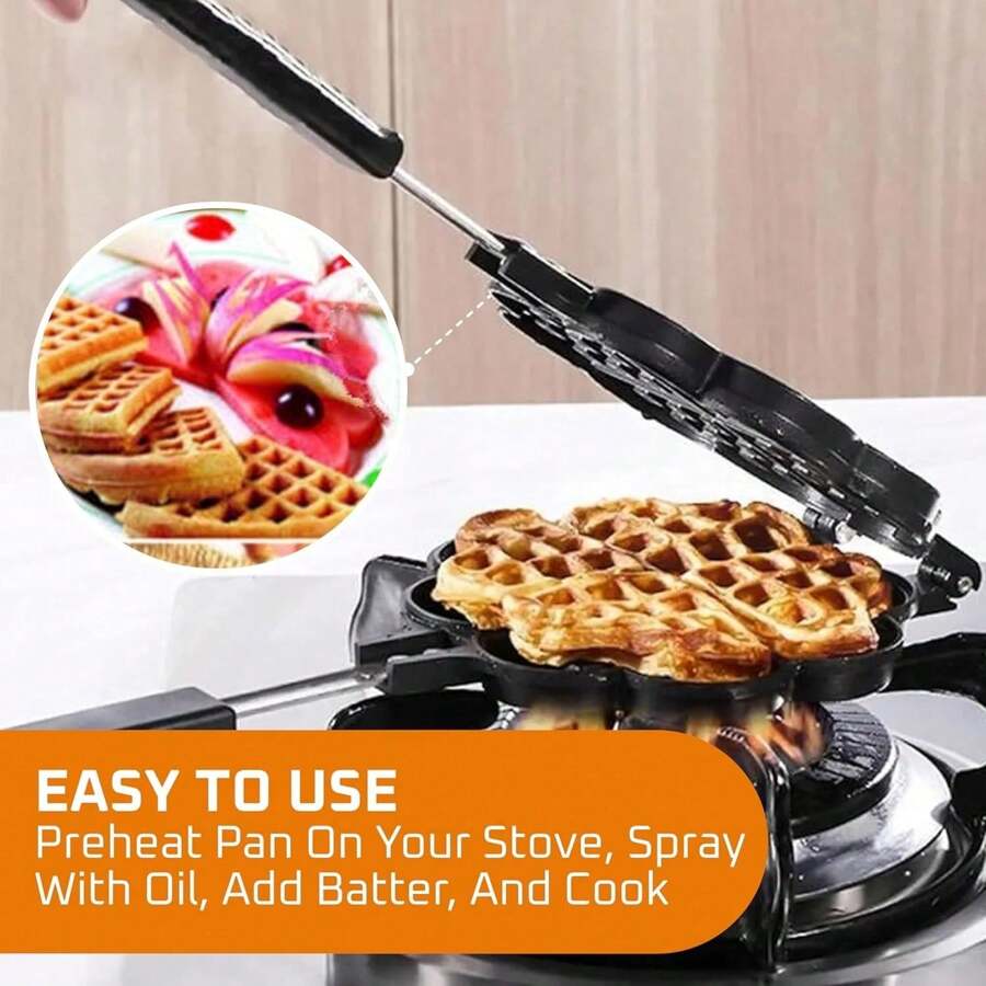 Stovetop Waffle Pan Set Of 1 - Cast Iron Waffle Pan Maker For Pancakes ...