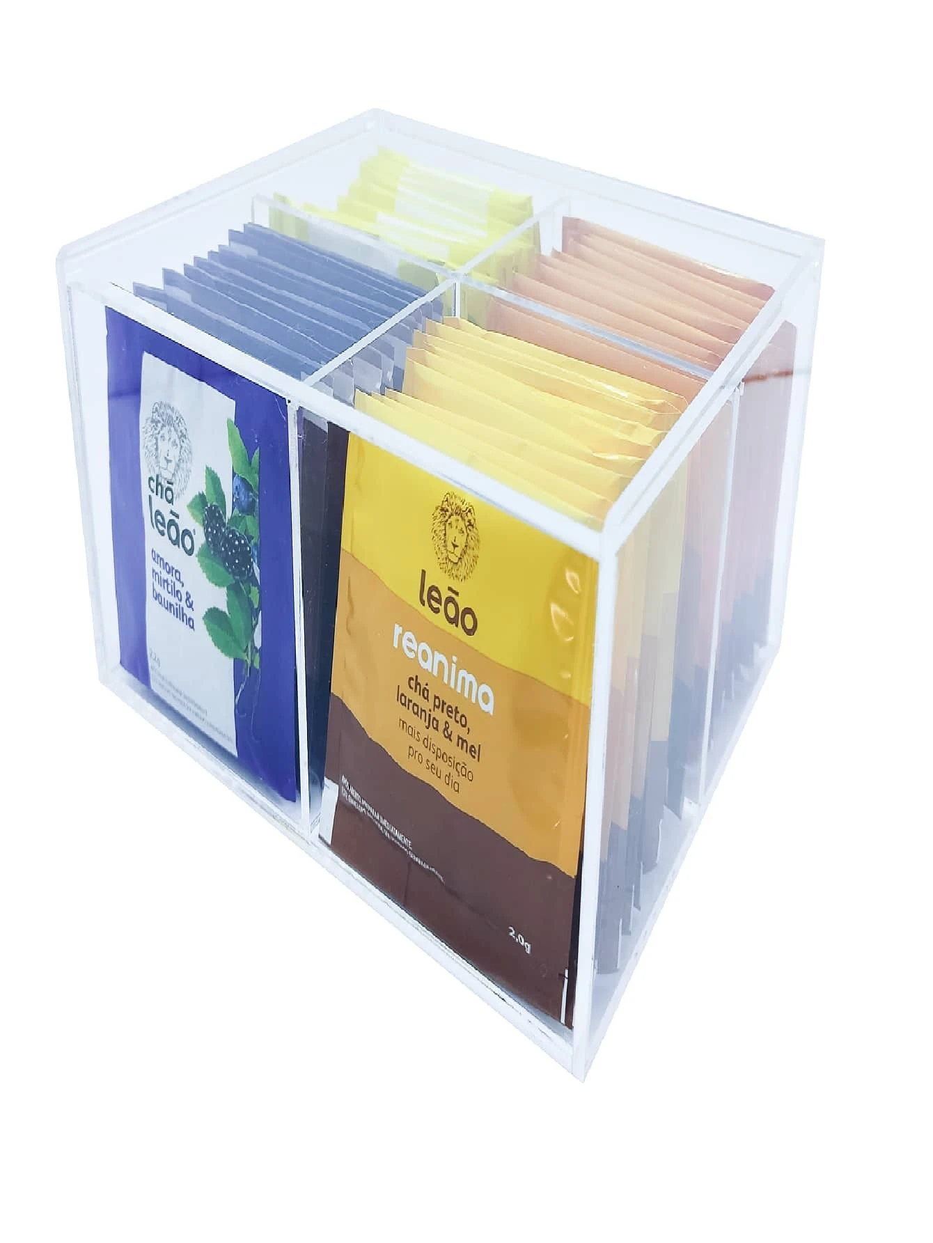 Acrylic Tea Bag Holder Box With 4 Compartments And Lid | SHEIN USA