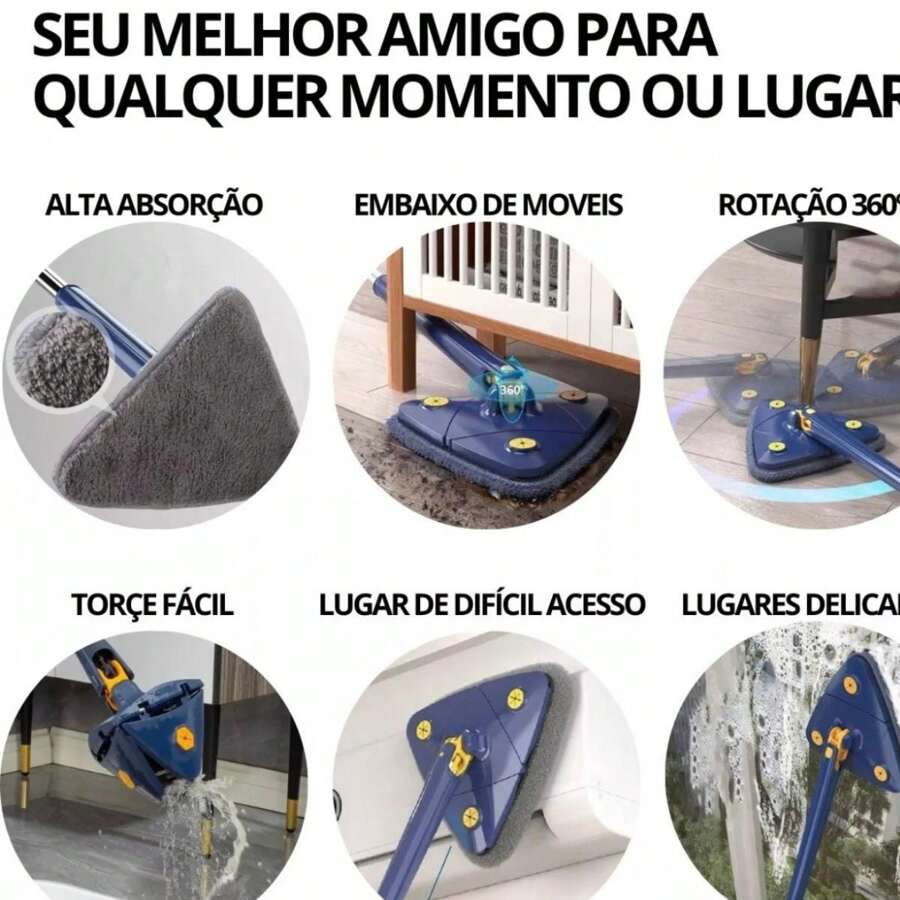 Adjustable Triangle Mop, 360° Rotatable, Multipurpose, 2 Cleaning ...