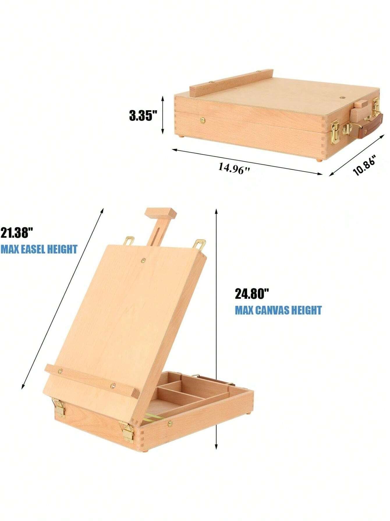 Art Supply Box Easel Sketch Box Painting Storage Box, Adjustable Wooden ...