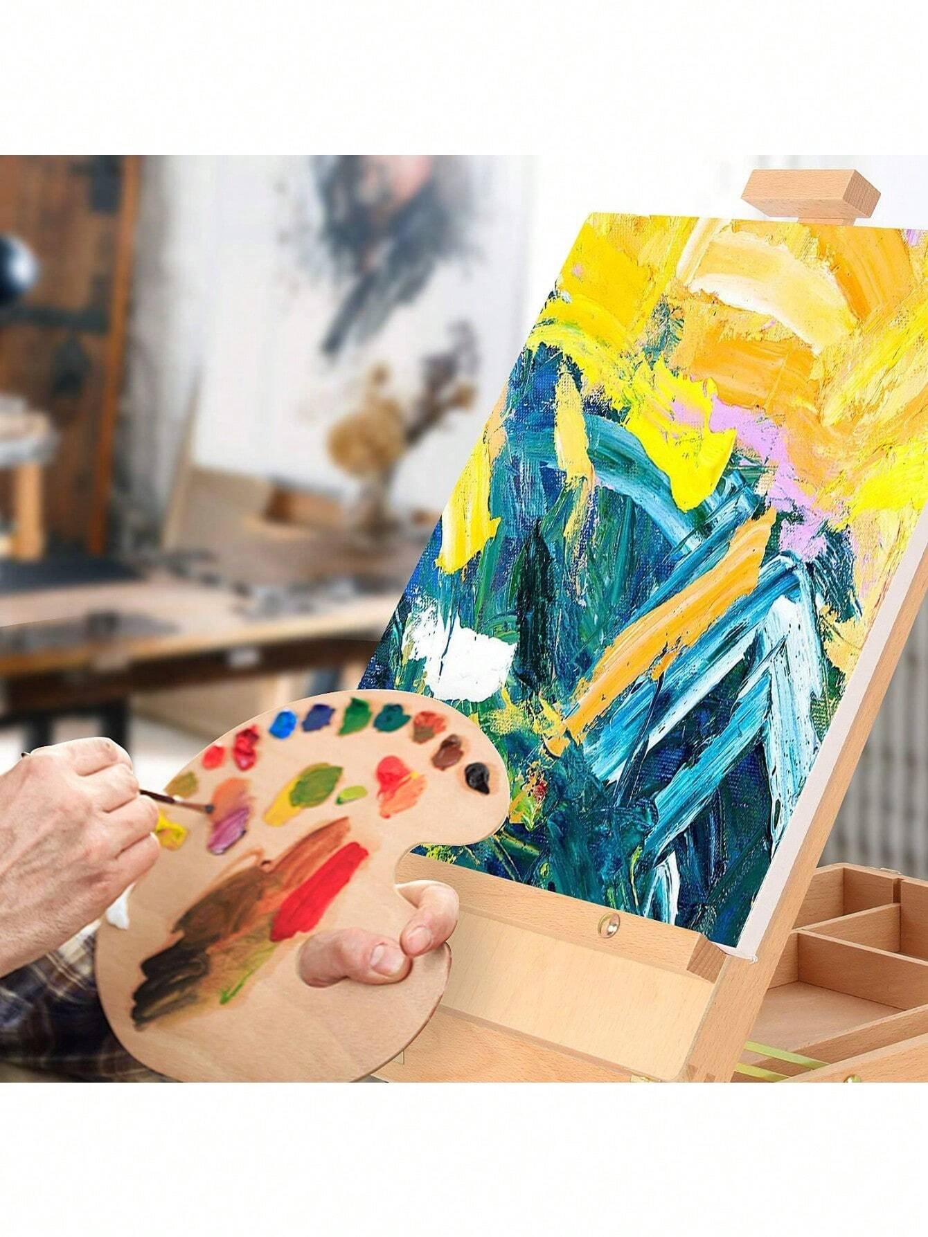 Art Supply Box Easel Sketch Box Painting Storage Box, Adjustable Wooden ...