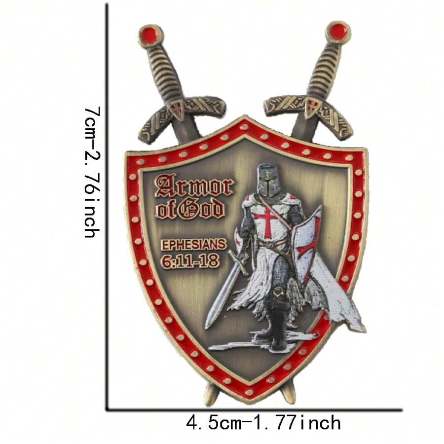 Knights Armor Shield Challenge Coin Ephesians 6:11-18 Templar Shield Coin Gift | SHEIN USA