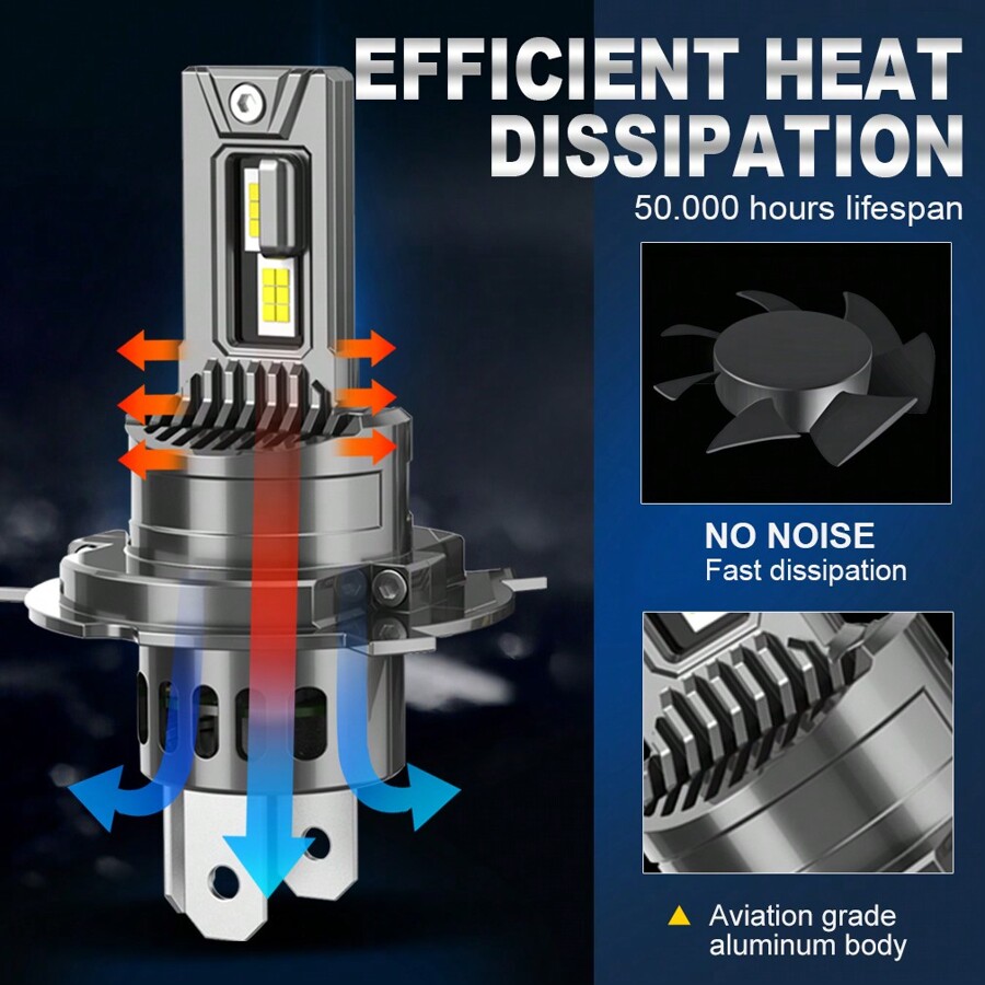S&D H4 LED Poderoso Farol Do Carro Lâmpadas 9003 HB2 Alto Baixo Farol Super Brilhante Auto Luzes ...