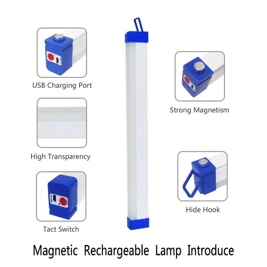 1pc LED Emergency Light Tube Magnetic Hanging USB Rechargeable Light ...