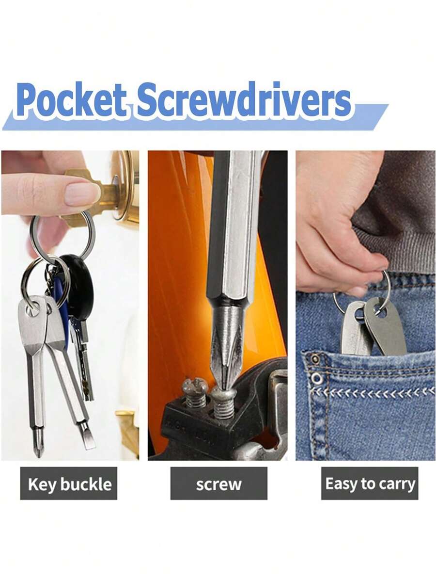 2 In 1 Keychain Screwdriver Set Mini Pocket Phillips And Flat Head ...