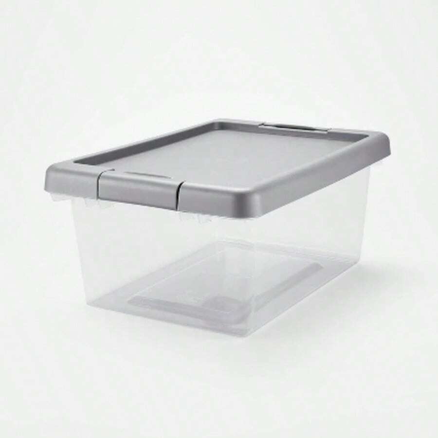 Small Latching Clear Storage Box Stackable Plastic Tote With Lid, Built ...