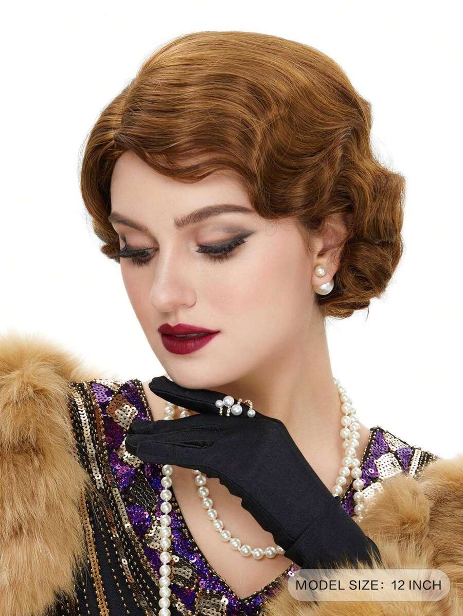 Women's 1920s Flapper Wave Curly Synthetic Hair Wig For Cosplay Anime ...