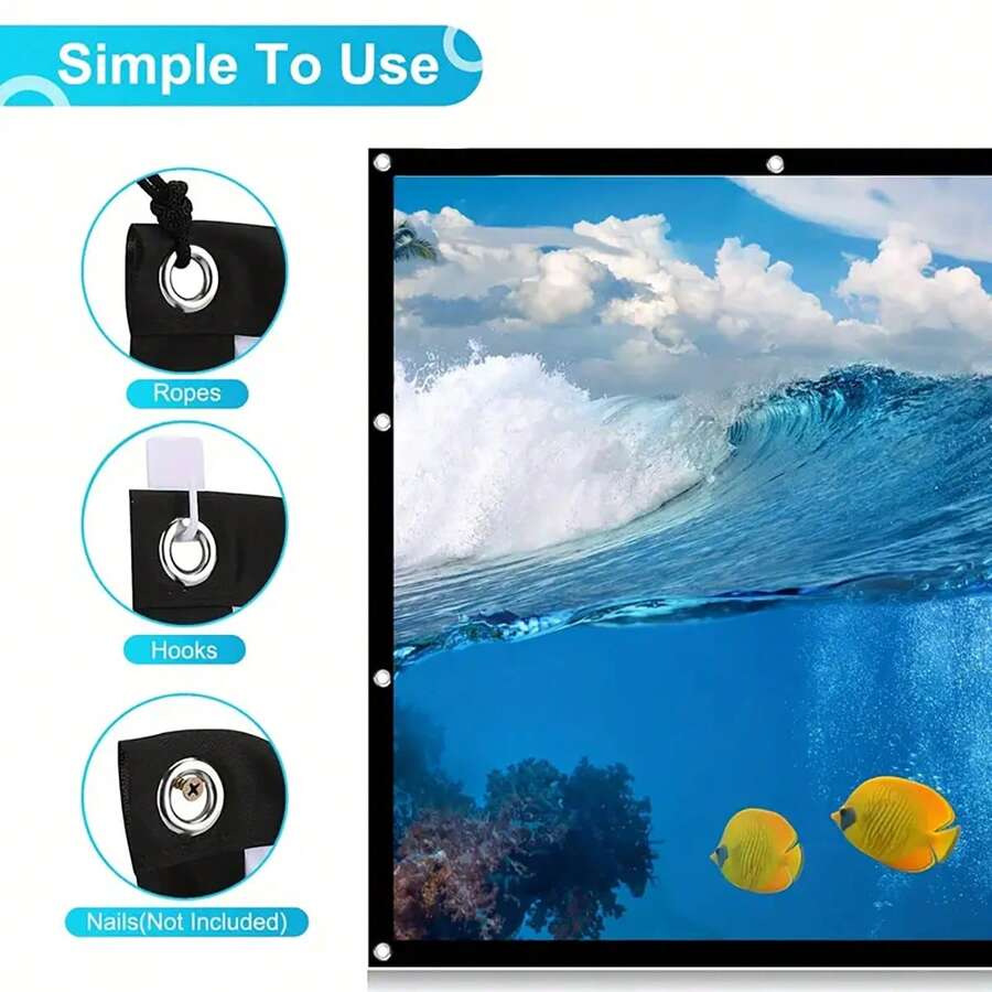 Tela de Projetor de 100/120/150 Polegadas 16:9, Portátil, Interna e ...