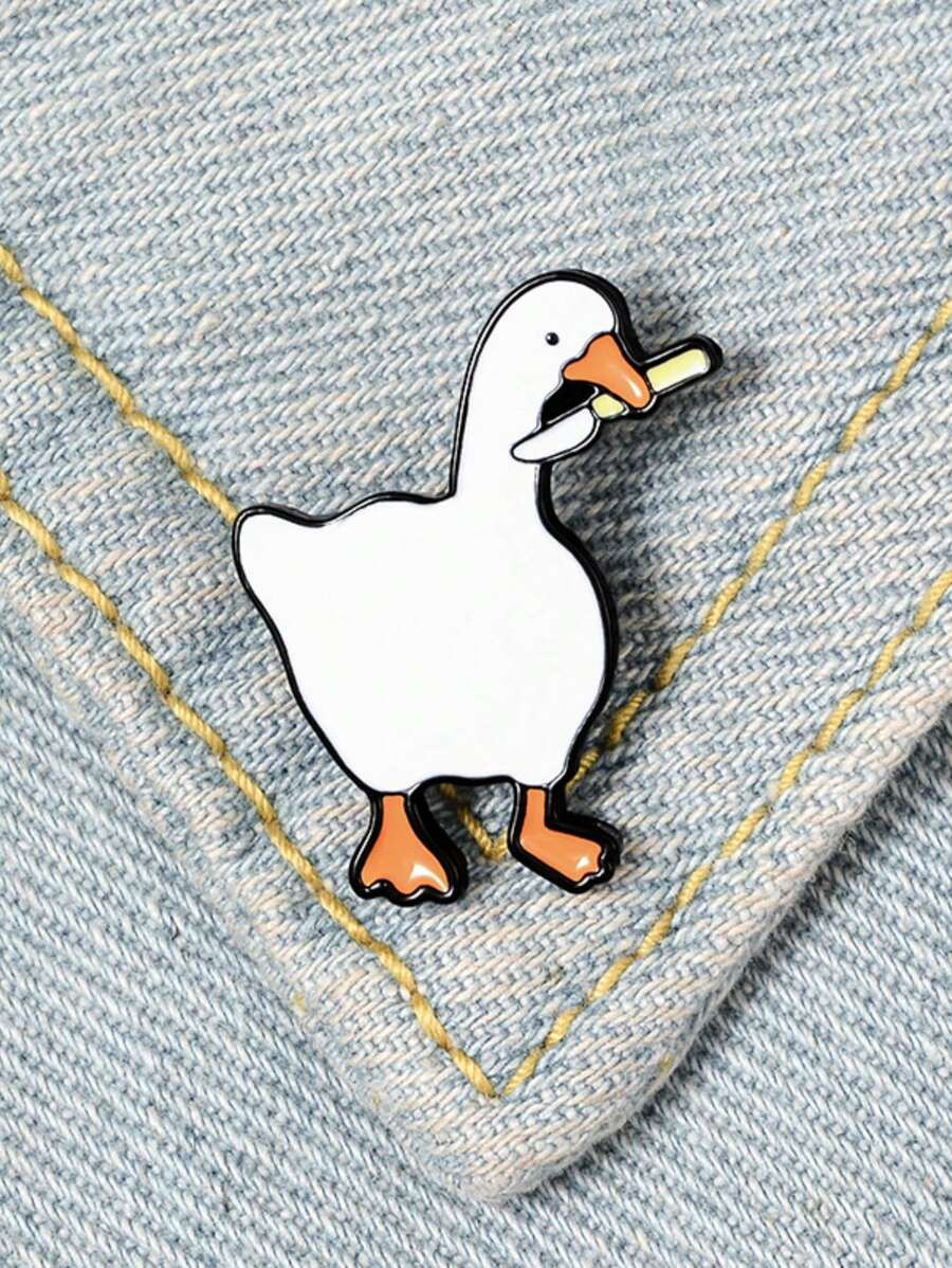 Untitled Goose Game Cute & Fun Goose Hat Shaped Brooch Pin, Fashionable ...