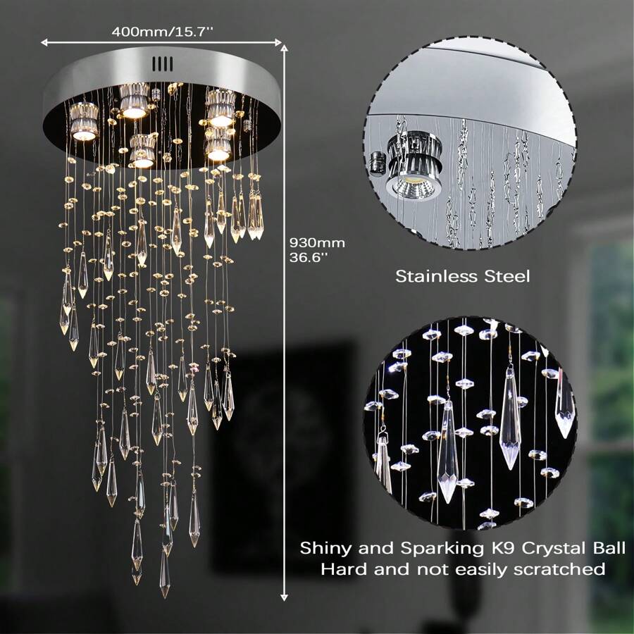 Spiral Crystal Chandeliers Modern Swirl Raindrop Chandelier Lighting ...