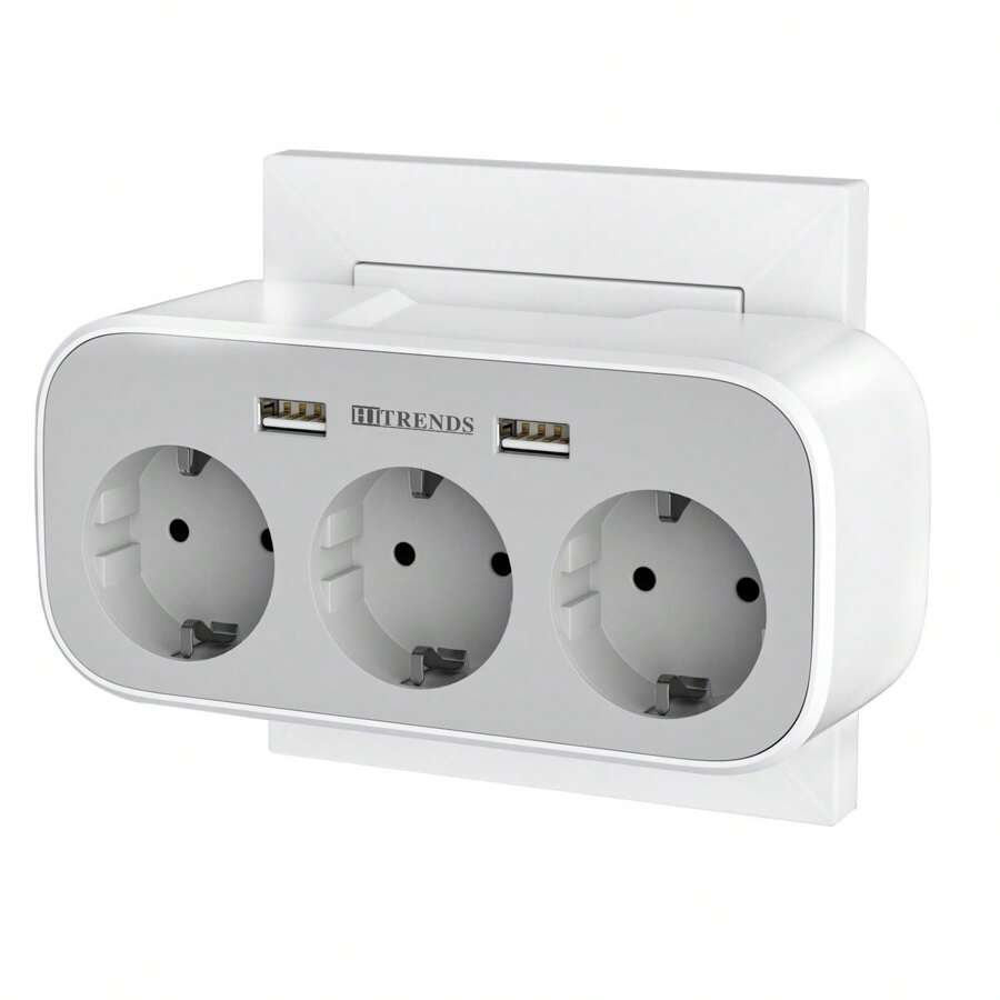 HITRENDS 1 Euro Plug Wall Power Outlet With 3 AC Power Outlets 2 USB ...
