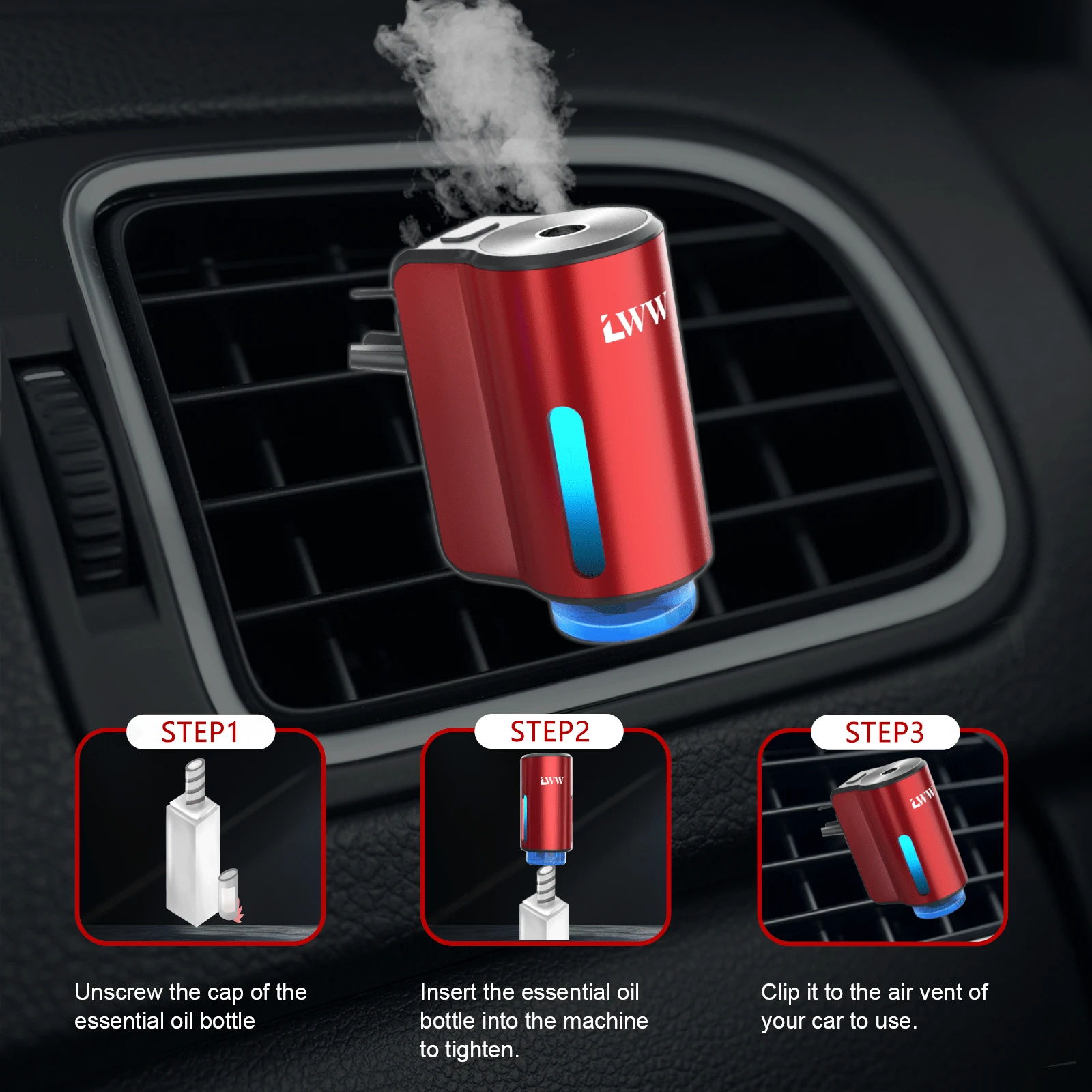 Smart Car Air Freshener - Upgraded 3x10ml France Essential Oil, Enhanced Spray, Long-Lasting ...