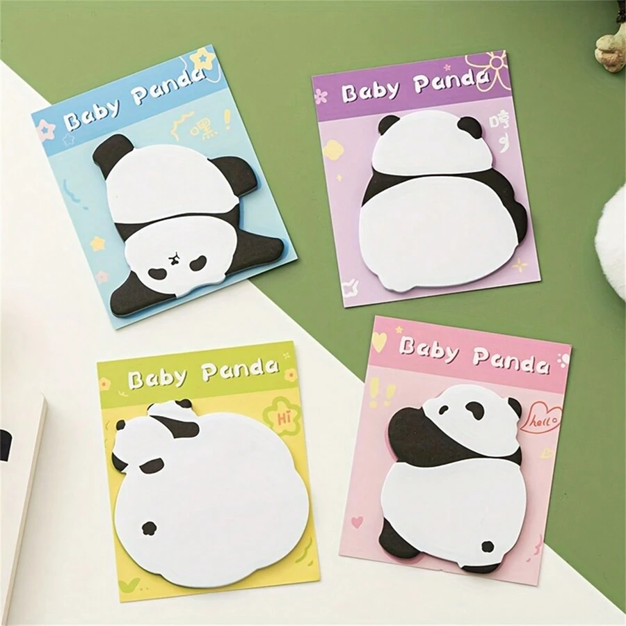 Panda Self-Stick Notes - 4 Packs Cute Cartoon Memo Pads For School ...