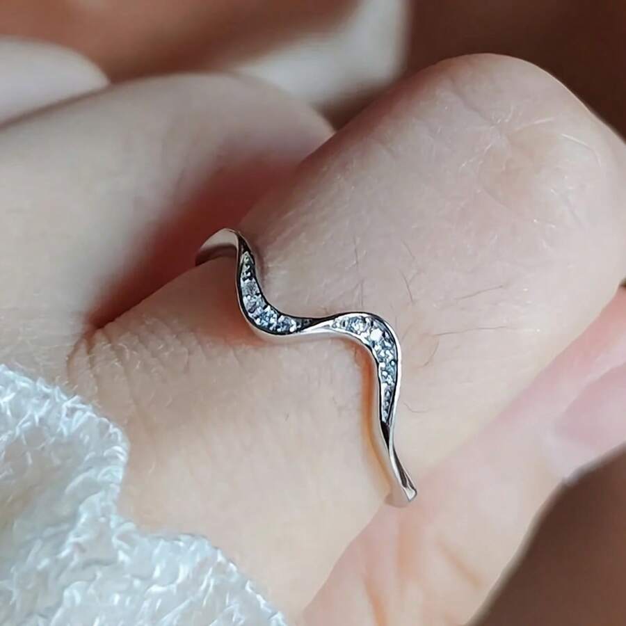 1pc Minimalist Wave Design Finger Ring, Suitable For Daily Wear ...