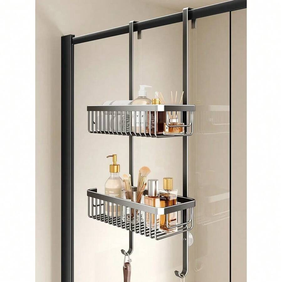 No Hole Shower Room Hanging Basket Door After The Multi-Layer Shelf In ...