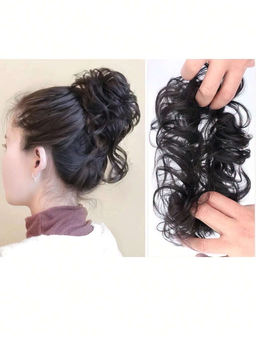 LUPU Synthetic Hair Bun Chignon Messy Curly Hair Band Elastic Scrunchy ...