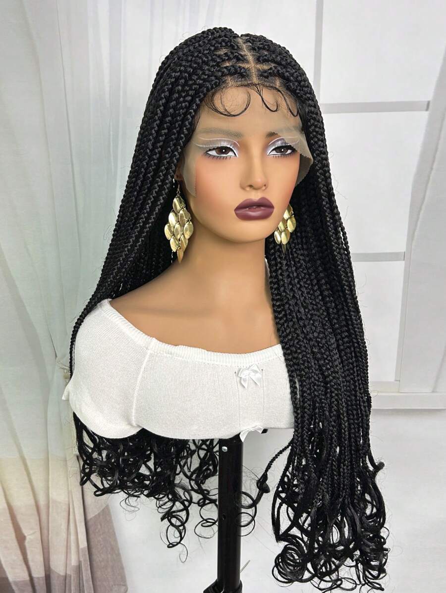 Braided Wigs For Black Women Synthetic Lace Front Wigs Knotless Box ...