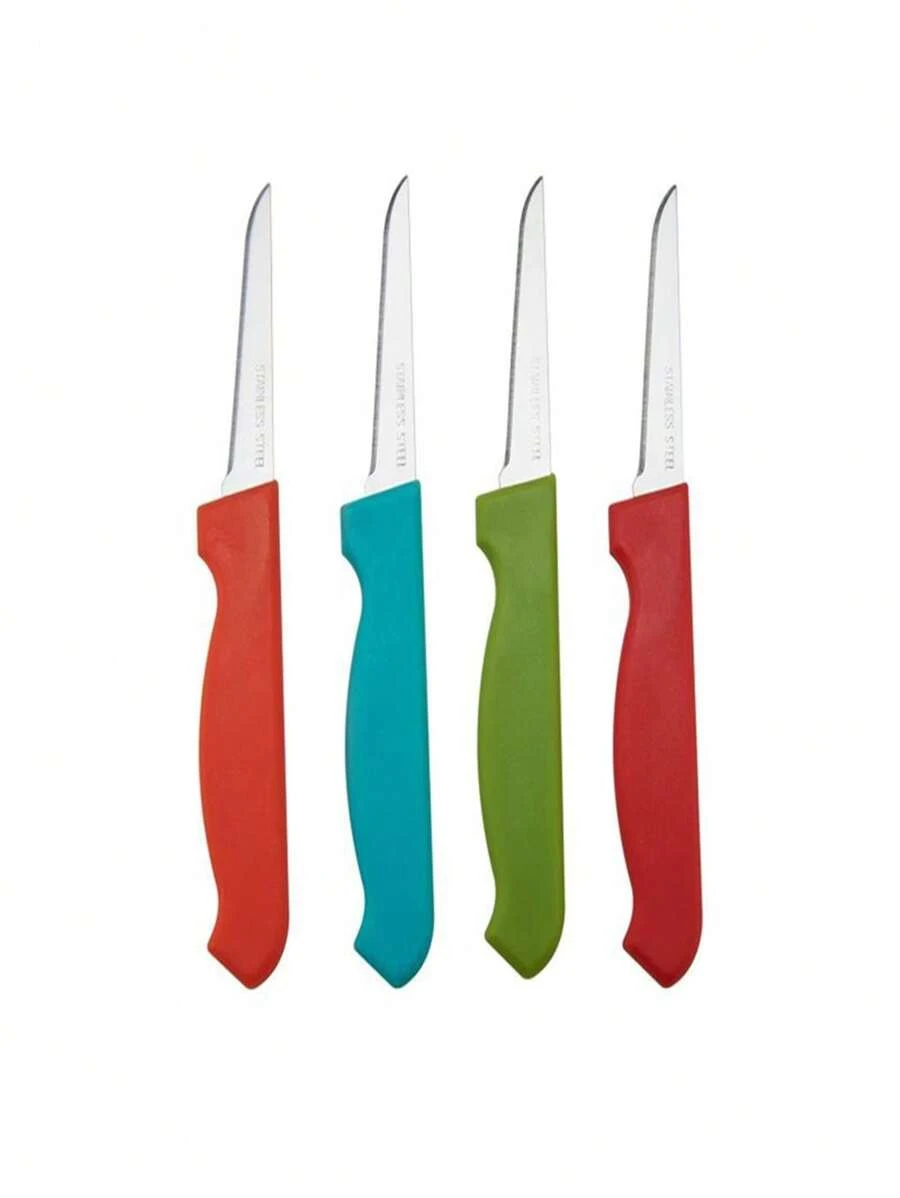 Farberware 6009323 3 In. Plastic & Stainless Steel Paring Knife Set - 4 ...