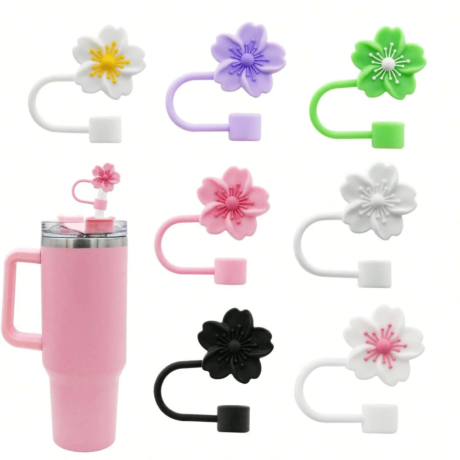 Straw Covers, Cup Straw Cover,Cute Silicone Straw Covers Cap For Cup ...