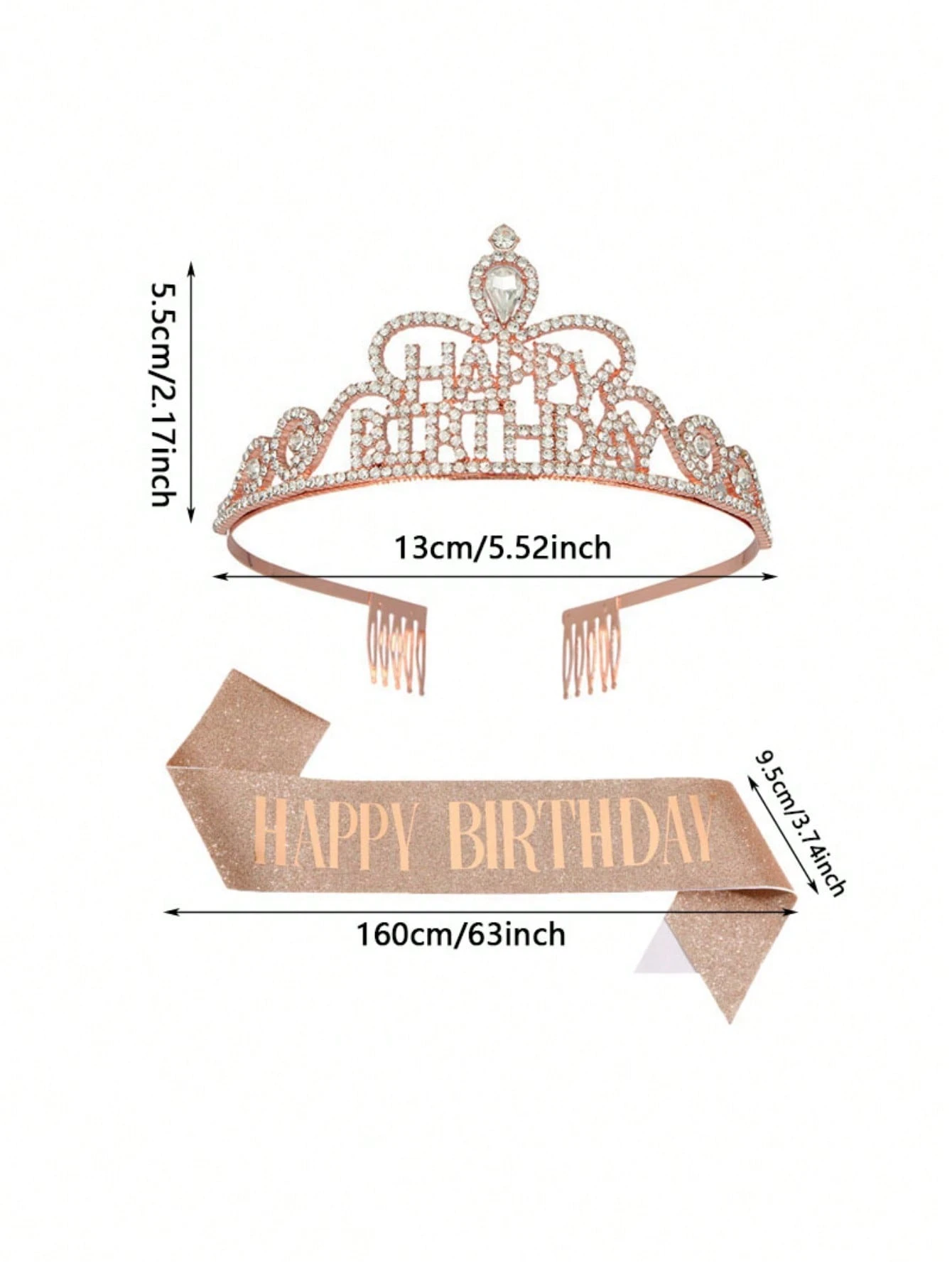 2 pièces, ensemble de couronne et ceinture "Joyeux anniversaire" pour ...