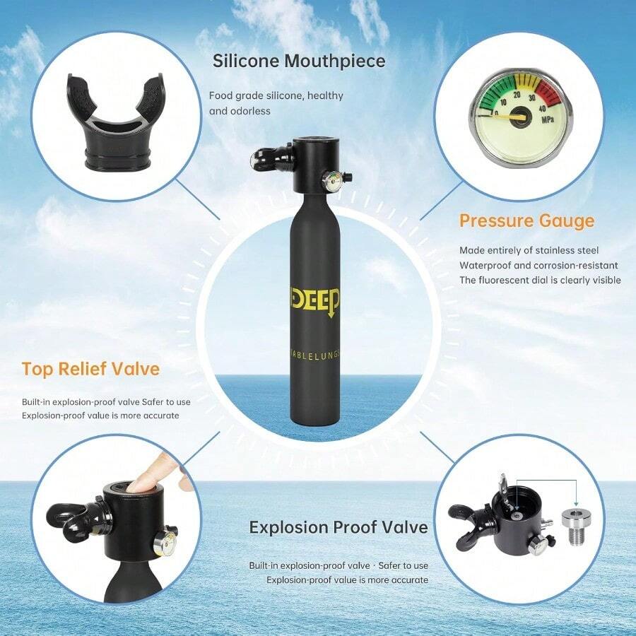 Tank Diving, 0.5L Capacity Mini Scuba Tank For 7-10 Minutes Underwater ...