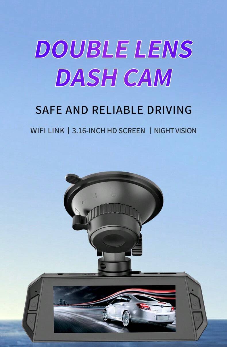 Vavupo Cámara de salpicadero 1080P WIFI DVR para vehículos, grabador de ...