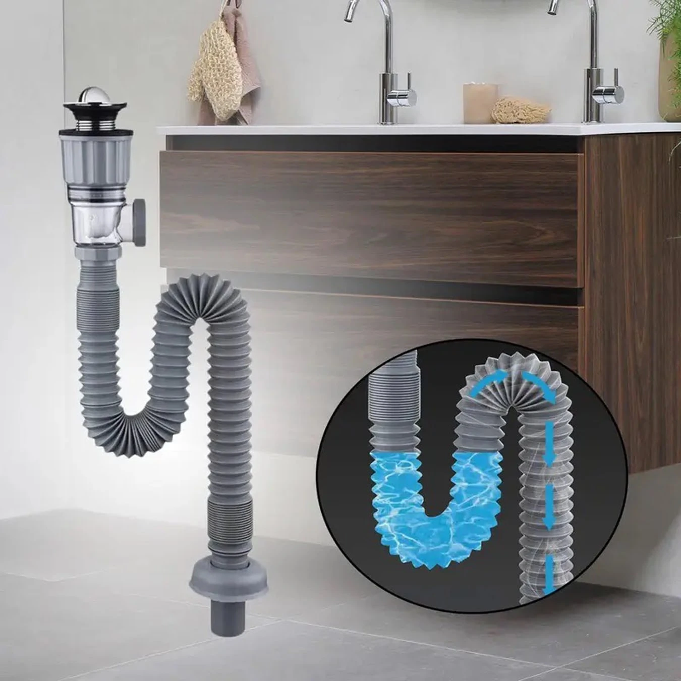 Washbasin Lengthened Plastic Downpipe Deodorant Insect Proof Explosion ...