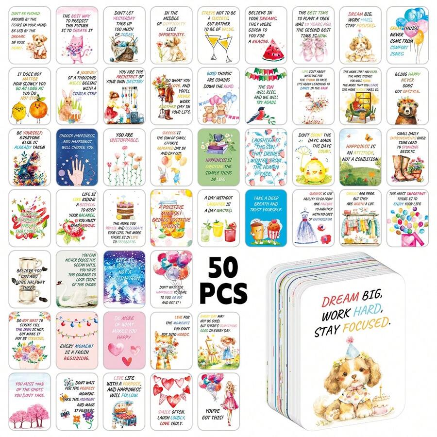 50pcs Motivational Mini Cards, Positive Affirmation Cards With ...