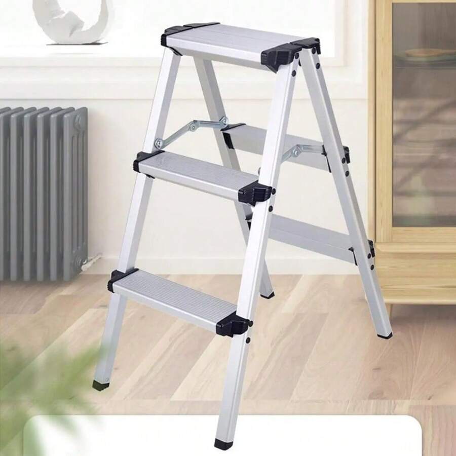 3 Step Stool Herringbone Ladders Storage Shelf Rack Ladders Folding ...