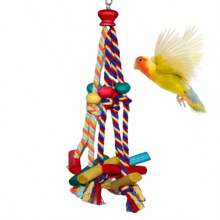 Parrot Rope Toys, Colorful Wooden Blocks Chewing, Bead Bird Toy, Bird ...
