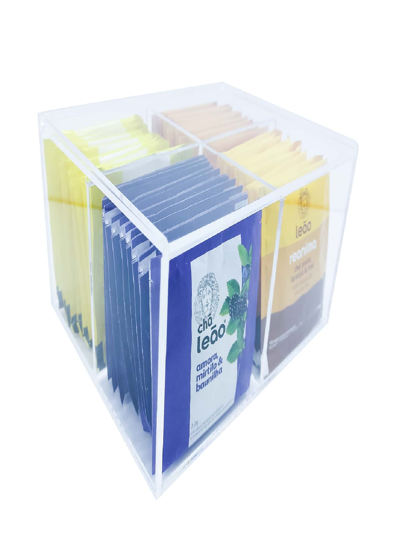 Acrylic Tea Bag Holder Box With 4 Compartments And Lid | SHEIN USA