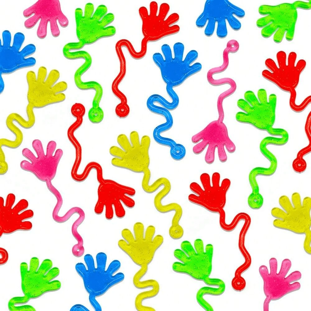 10/20pcs TPR Soft Elastic Stretch Sticky Palm Glitter Gold Powder ...