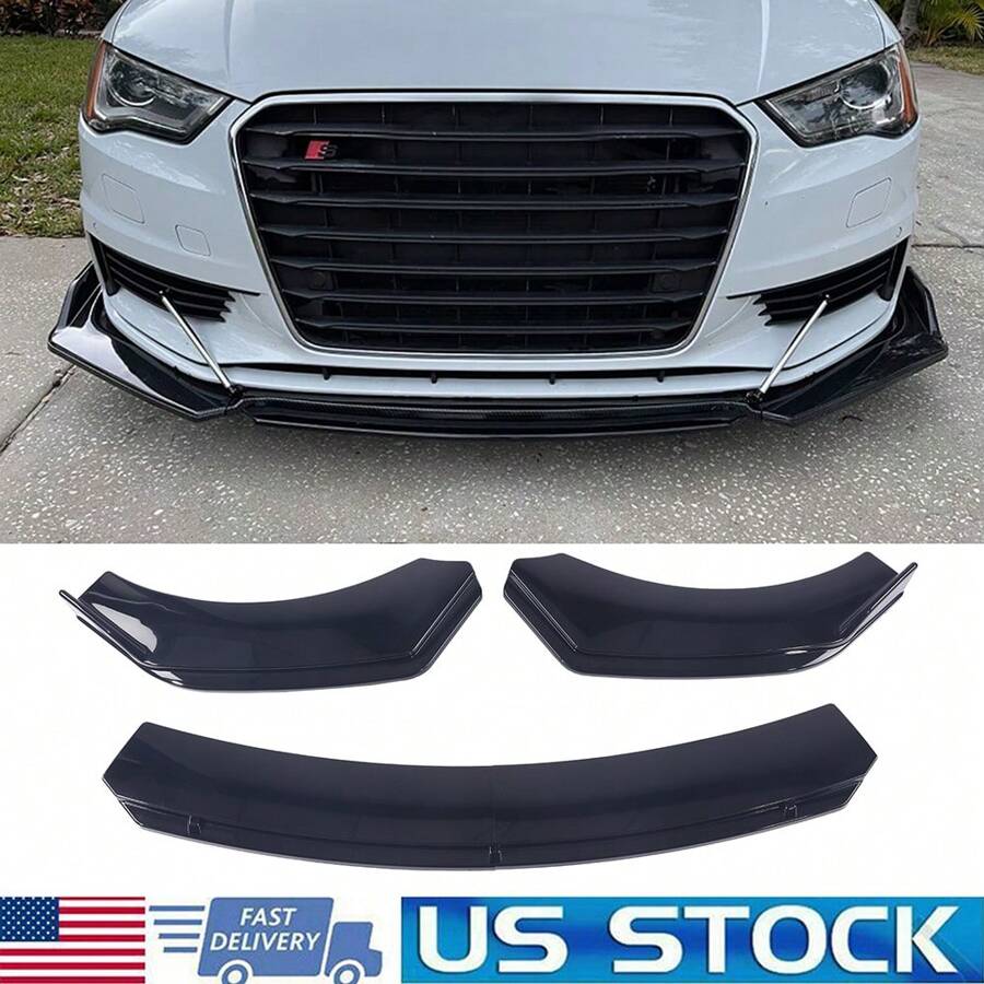 Universal Car Glossy Black Front Bumper Lip Chin Spoiler Splitter Body ...