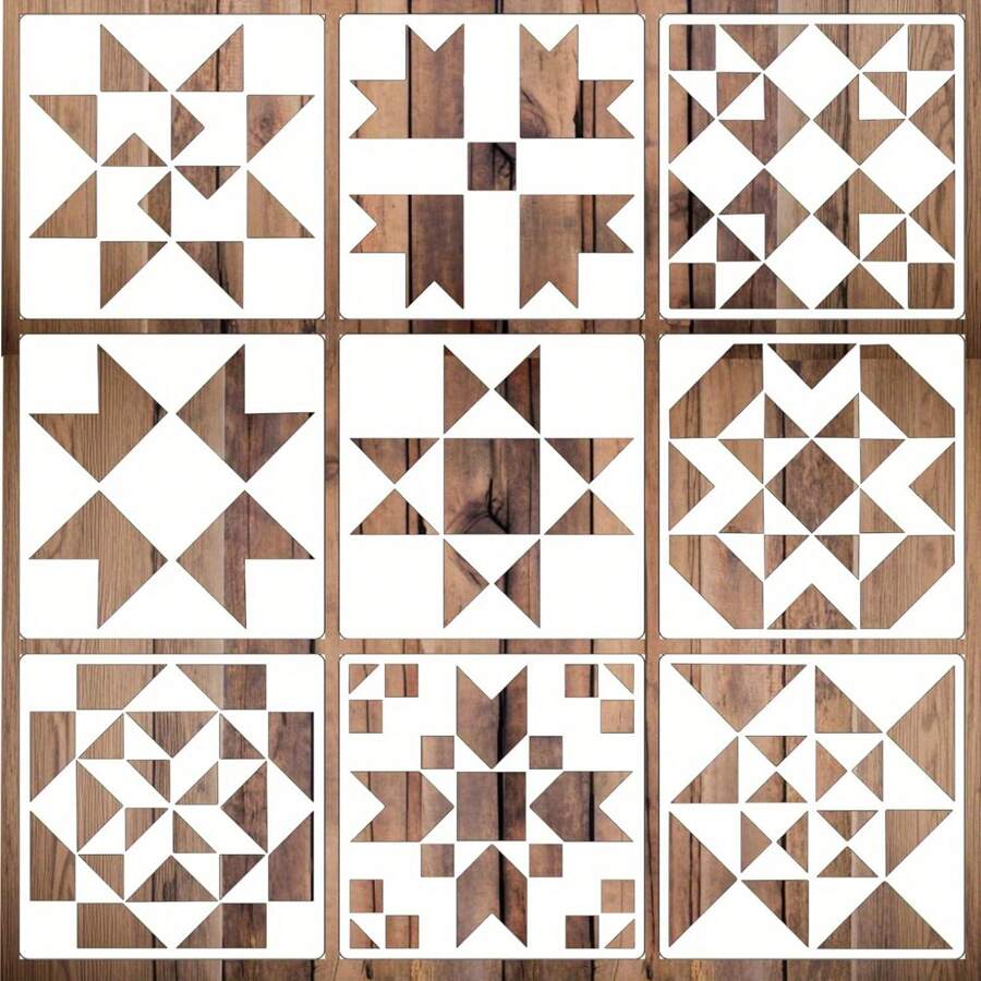 9 Pcs 5.9x5.9in Quilt Block Stencils For Painting On Wood, Reusable ...