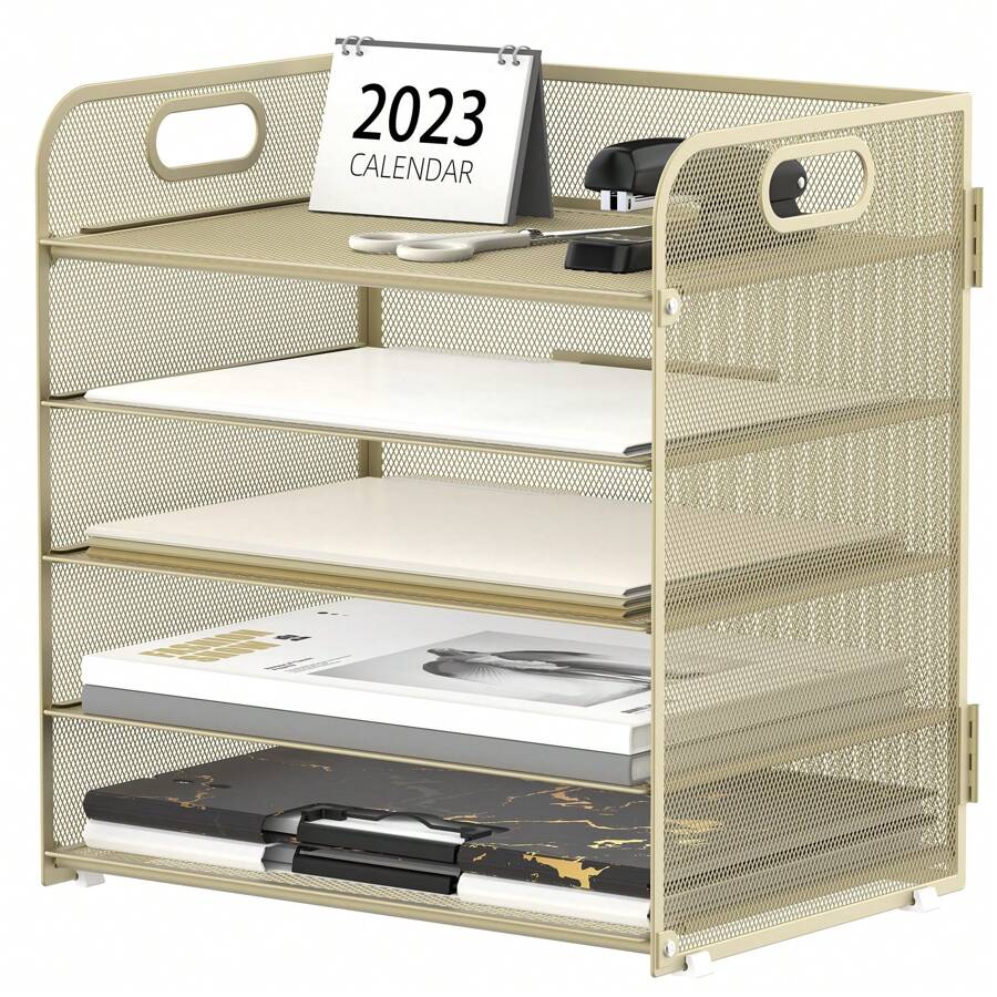 DALTACK DALTACK 5-Tier Paper Organizer With Handle, Mesh Desk Organizer ...